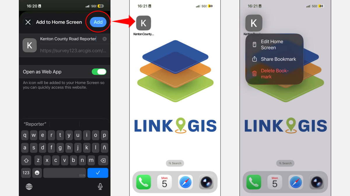 Add a shortcut to the Home Screen on iPhone or iPad - LINK-GIS