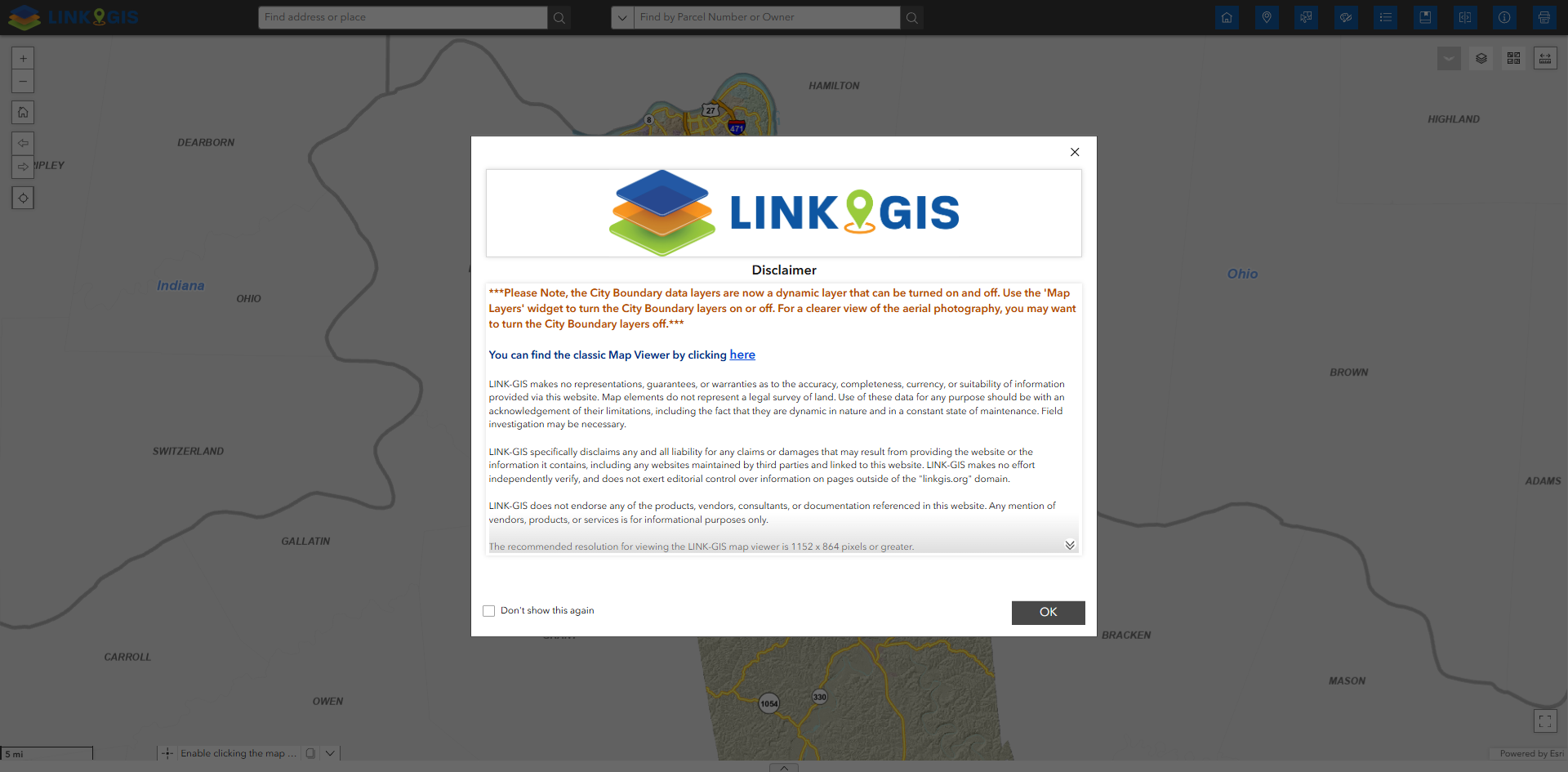 Opening the Viewer - LINK-GIS